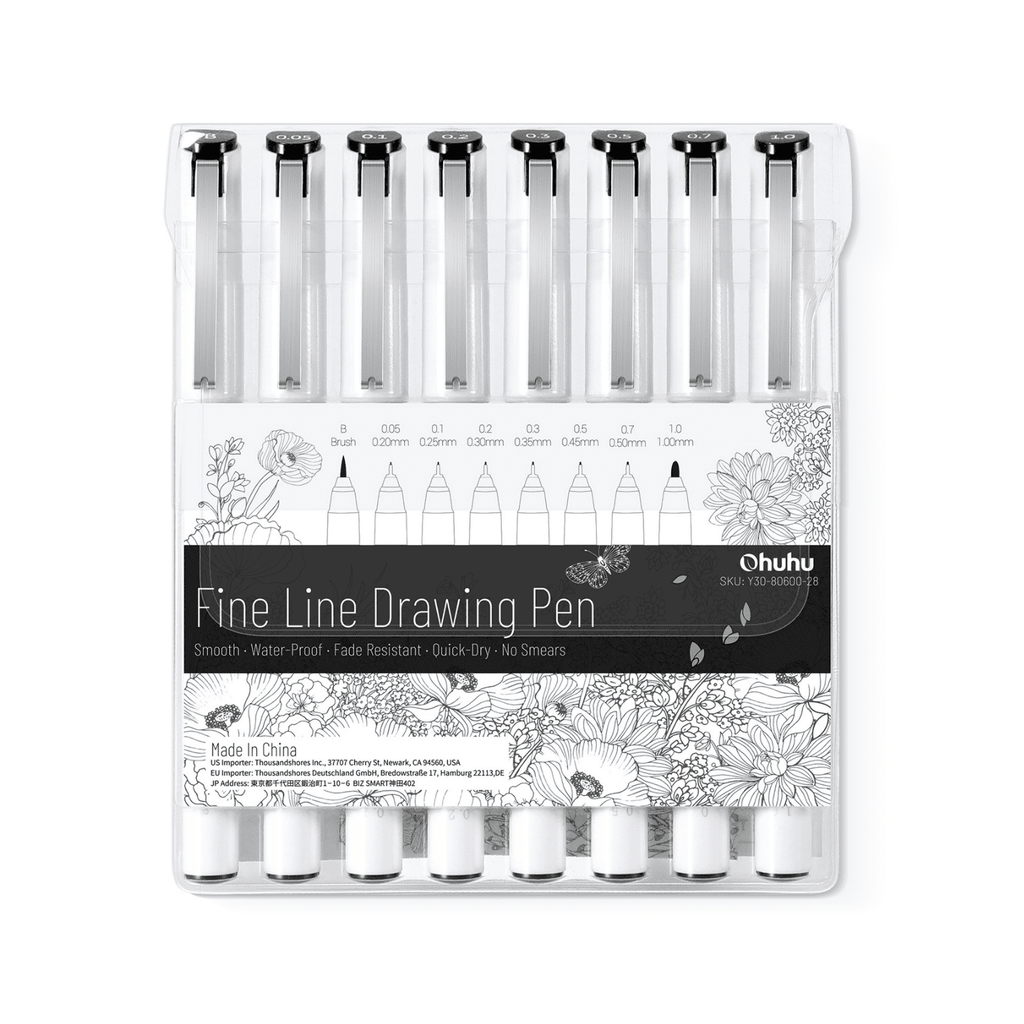 Ohuhu Fineliner Drawing Pen, 8 Pack